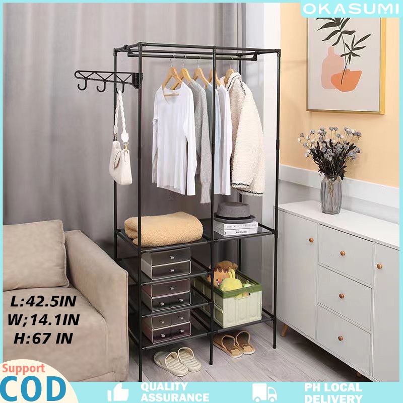 Okasumi COD Local Delivery 2/3/4 Row Double Pole Clothes Rack Bedroom ...