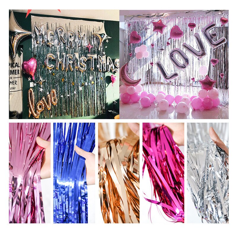 DIY Foil Fringe Curtains Party Backdrop Birthday Decoration Backdrop ...
