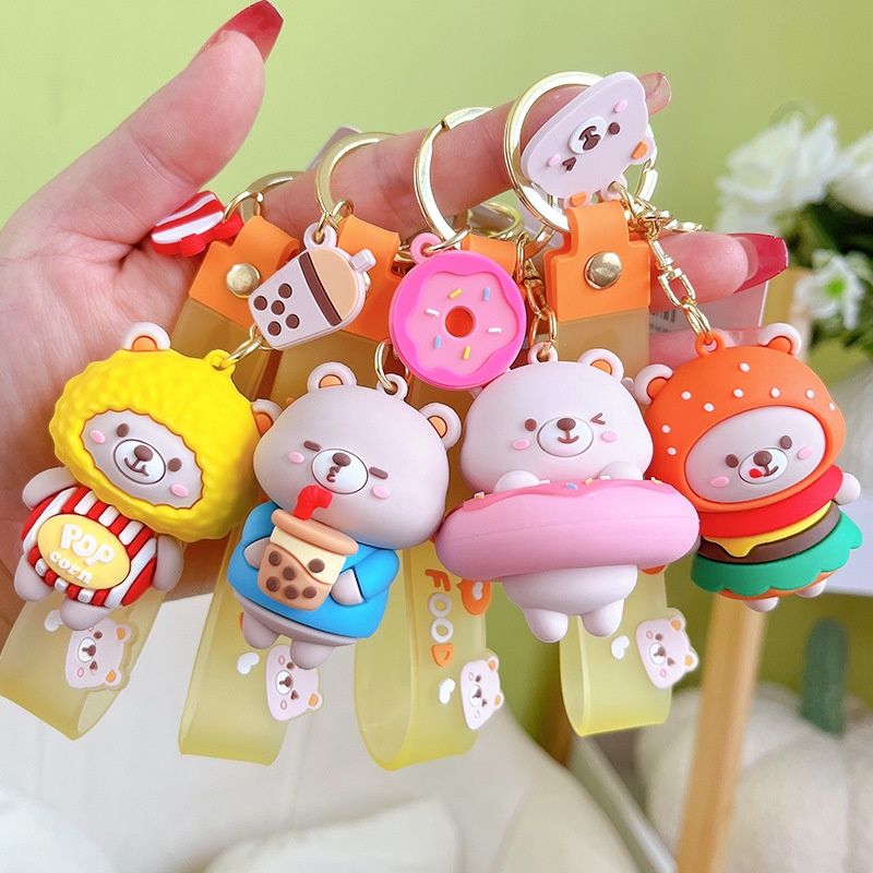 Genuine Cartoon Greedy Bear Keychain Cute Doll Pendant Schoolbag ...