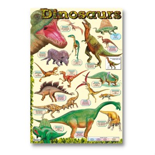 Laminated Dinosaur Charts for Kids and Teachers, Laminated Educational ...
