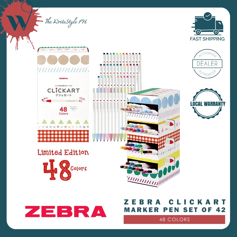 Zebra Clickart Ballpoint Marker Pens (48 colors) | Shopee Philippines