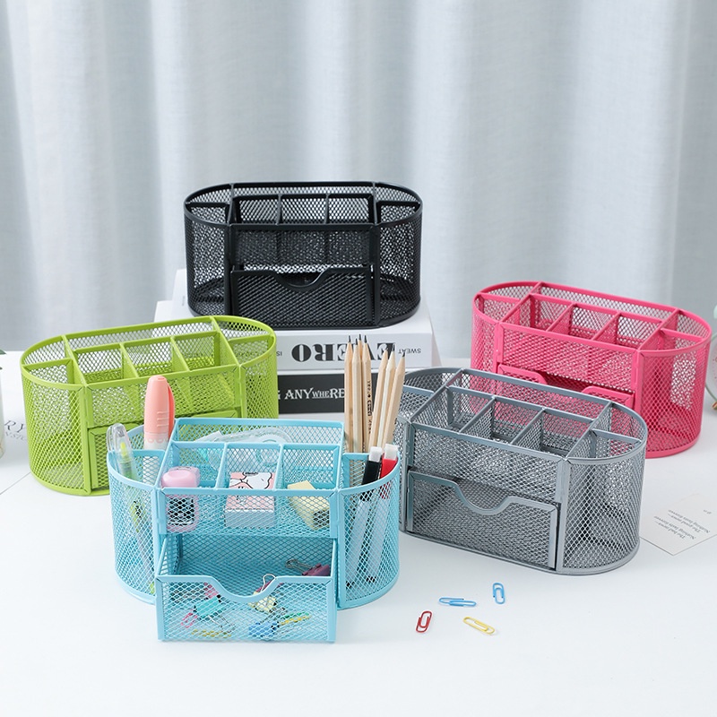 Metal Mesh Wire Desk Organizer Multi-function Storage Sliding Drawer ...