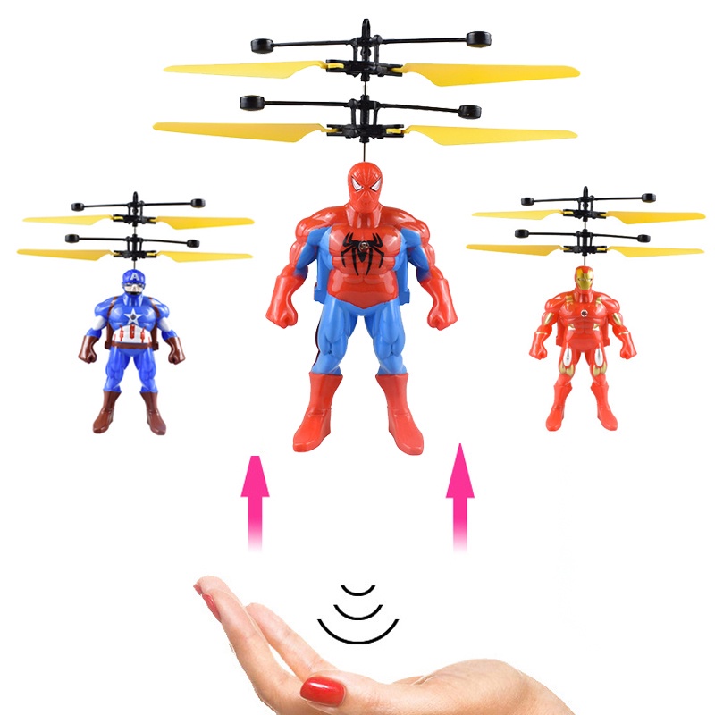 Spiderman Marvel The Avengers Mini Helicopter UFO Flying Aircraft Hand ...