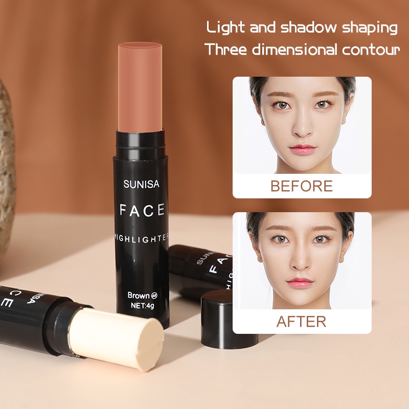 SUNISA 4 Colors Highlighter Contour Stick Soft Smooth Naturally Shimmer ...