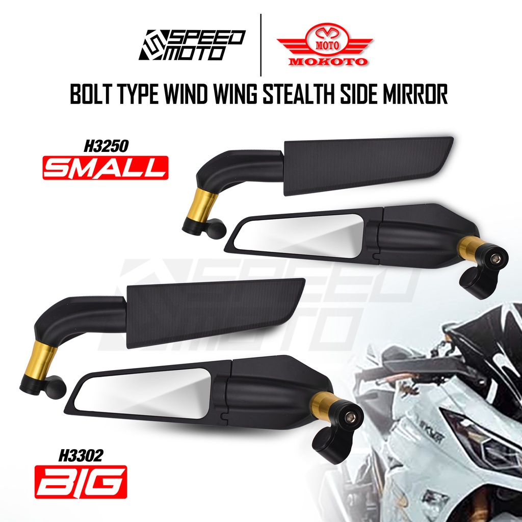 WINGLET ALLOY BOLT TYPE STEALTH MIRROR H3250 SMALL / H3302 BIG WIND ...
