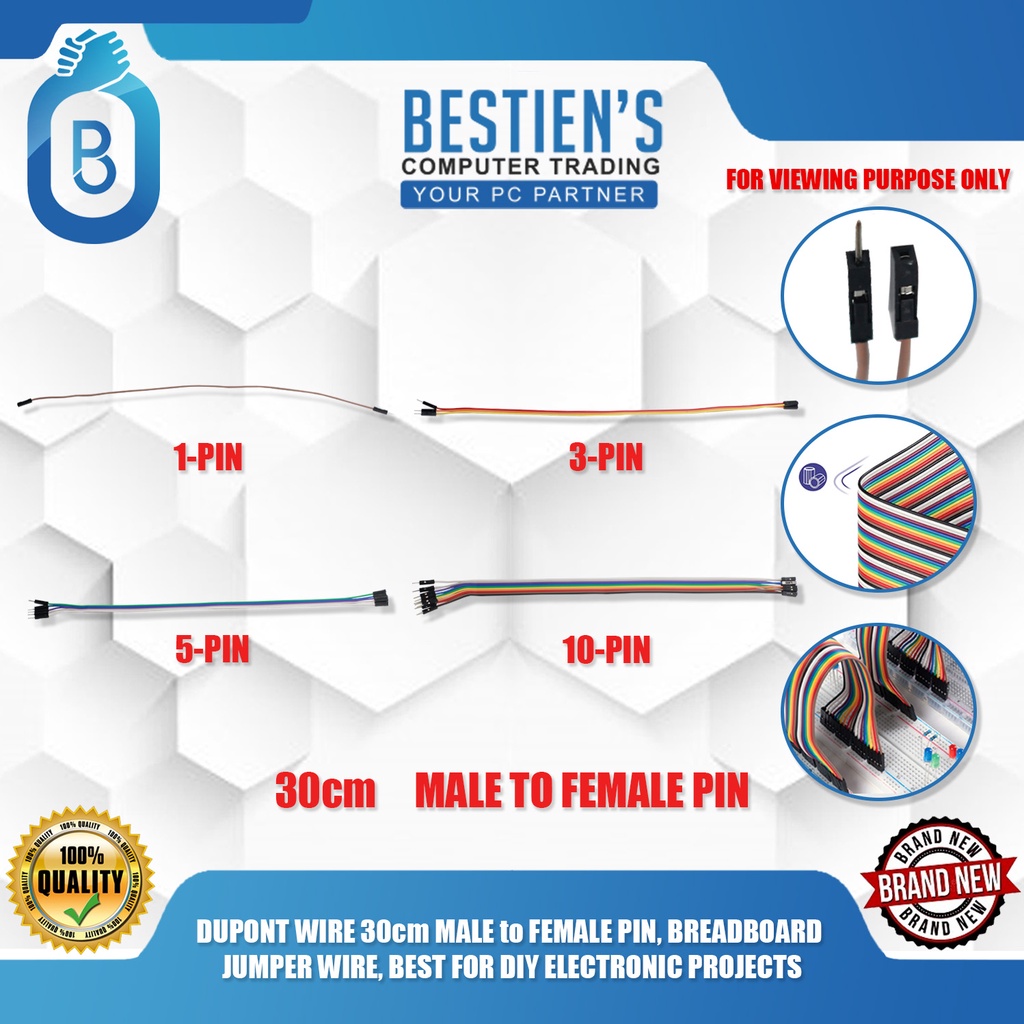 DUPONT WIRE 30cm MALE to FEMALE PIN, BREADBOARD JUMPER WIRE, BEST FOR ...