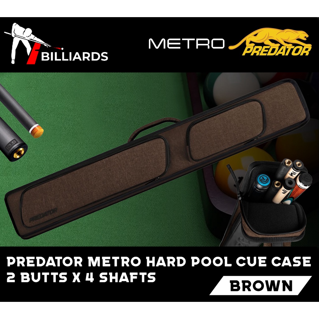 Predator metro hard Pool Cue Case BROWN 2 Butts x 4 Shafts Billiard ...