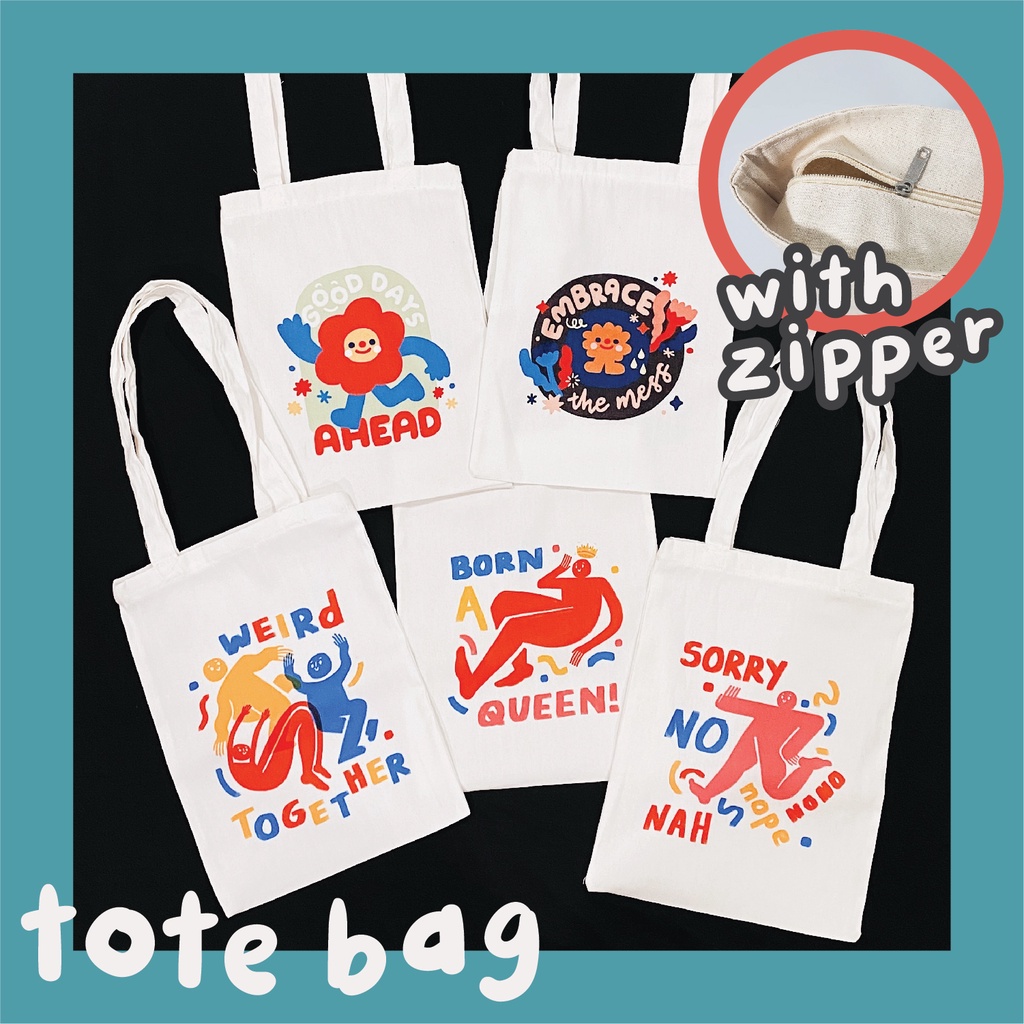 Statement Illustrated Canvas Tote Bag | Shopee Philippines