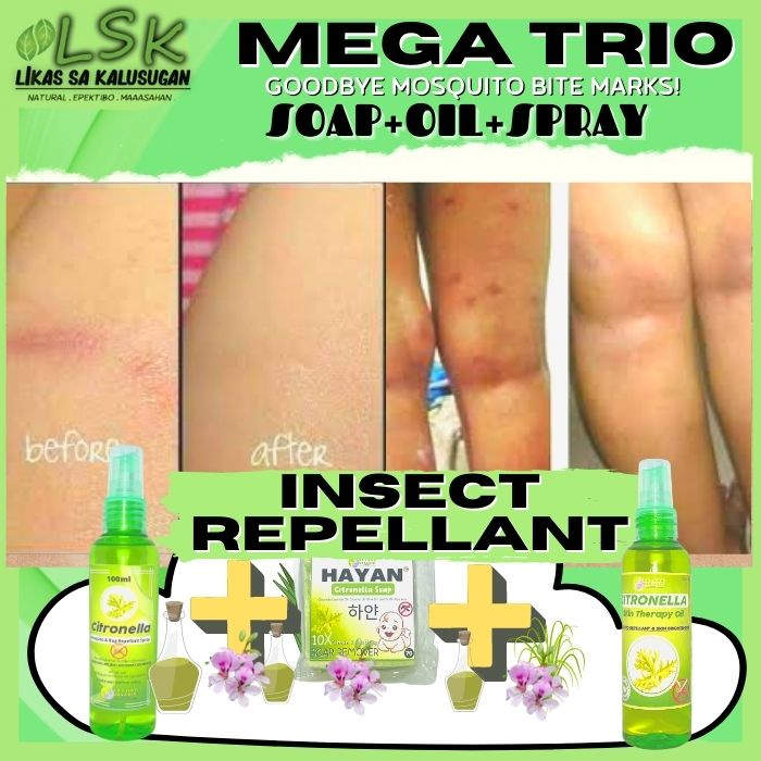 CITRONELLA MEGA TRIO (soap+oil+spray) (anti mosquito, pang iwas dengue ...