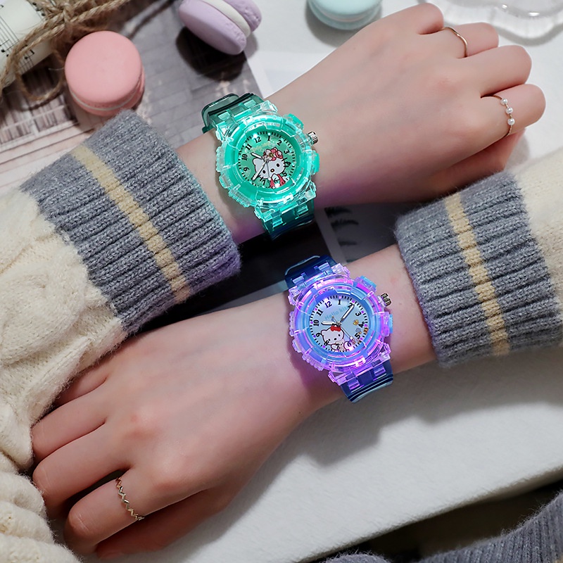 Hello Kitty Kids Watch Cartoon Cute Quartz Children Watches Luminous ...