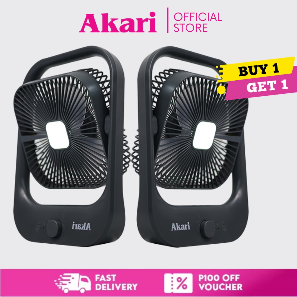Akari BUY 1 TAKE 1 - 8" Rechargeable Square Fan with LED (ARF-8018 ...
