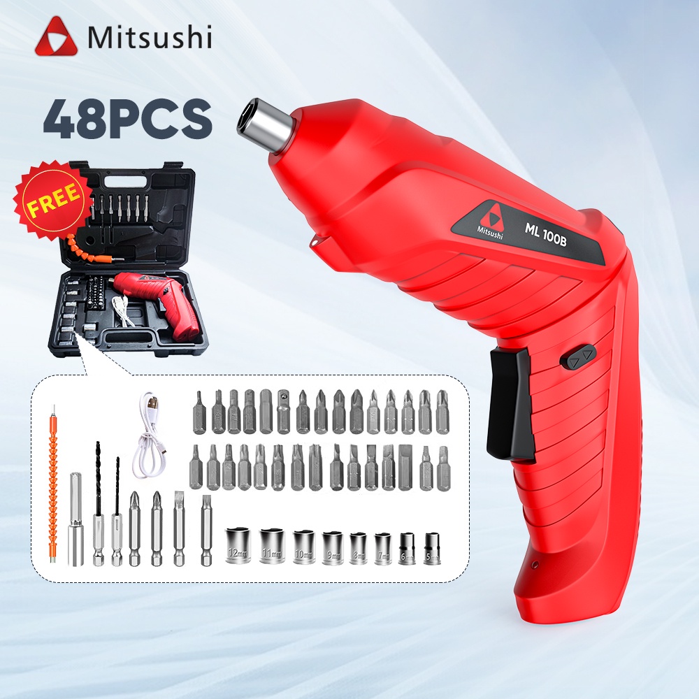 Mitsushi 48PCS 4.8V Foldable Li-ion Cordless Screwdriver Tool Kit and ...