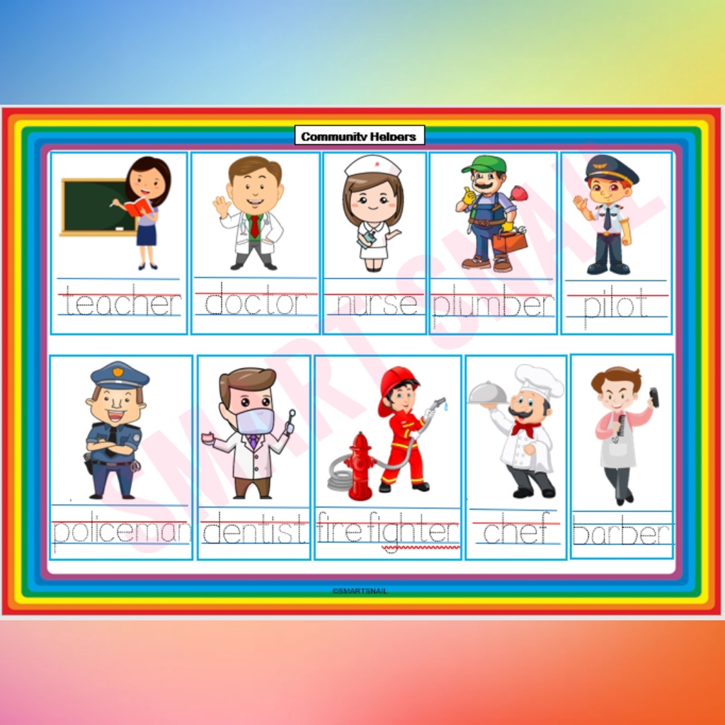 Community Helpers Laminated Sheet +FREE DRY ERASE MARKER | Shopee ...