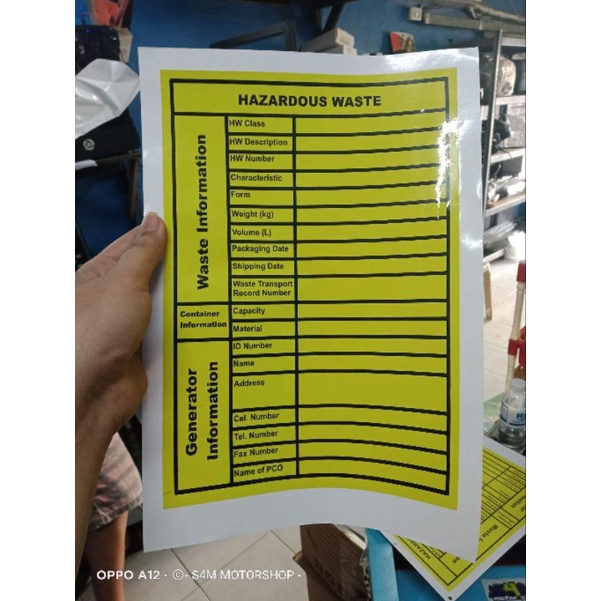 A4 Size Hazardous Waste Sticker (Open for Bulk order) | Shopee Philippines