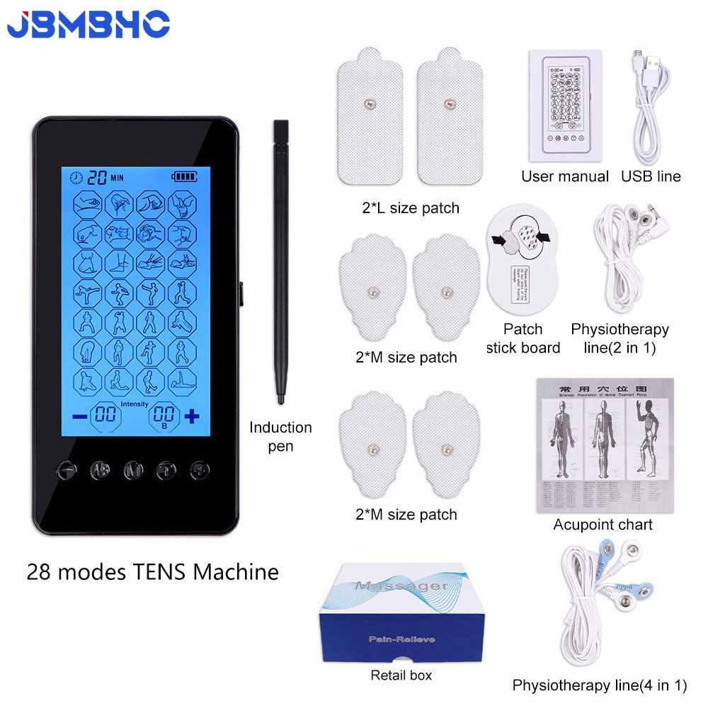 28-Modes Unit Digital Therapy Machine TENS Body Massager USB ...