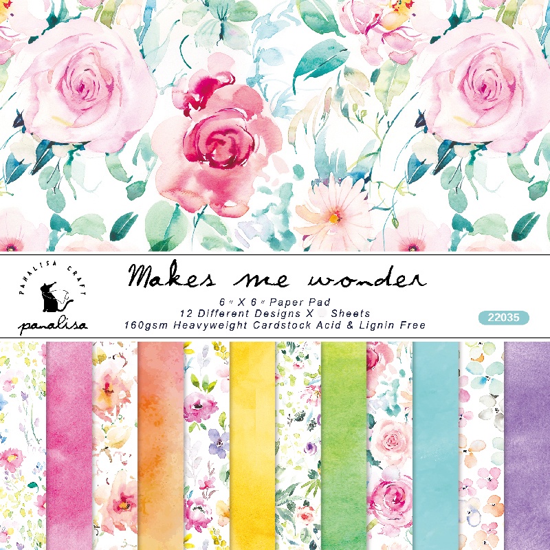 Paper Pack 6"x6" Flowers 12 sheet Art Background Paper Card Making DIY Scrapbook Paper Craft ...