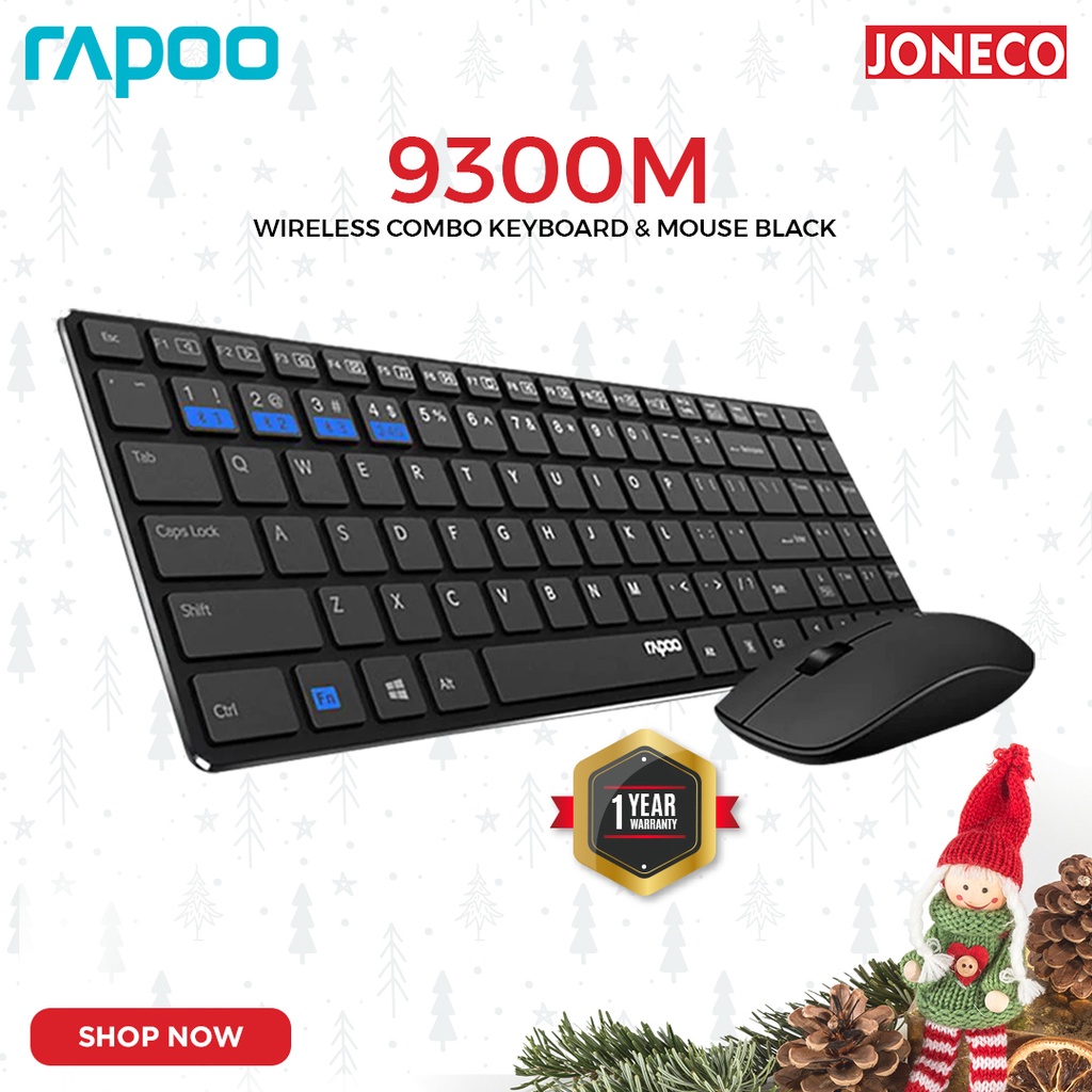 RAPOO 9300M Rechargeable Wireless Keyboard and Battery-Operated Mouse ...