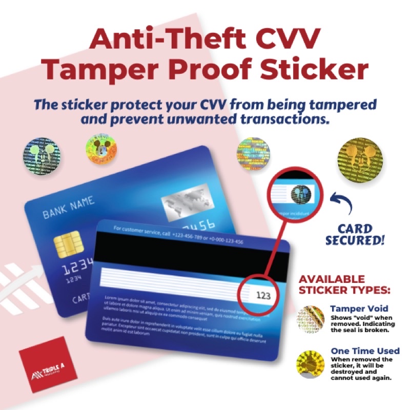 Anti-Theft Credit and Debit Card CVV Protection With Void and Tamper ...