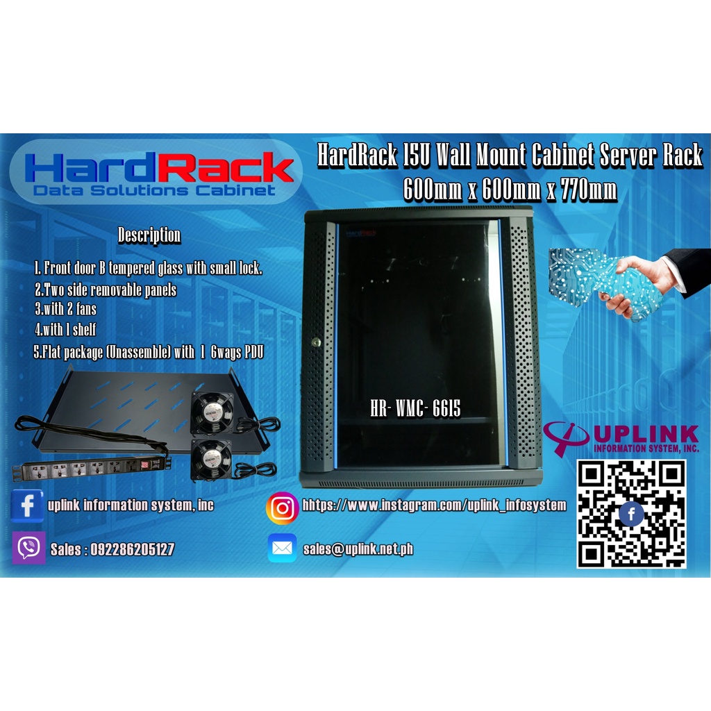 HardRack 15U Wall Mount Cabinet Server Rack 600mm x 600mm x 770mm ...