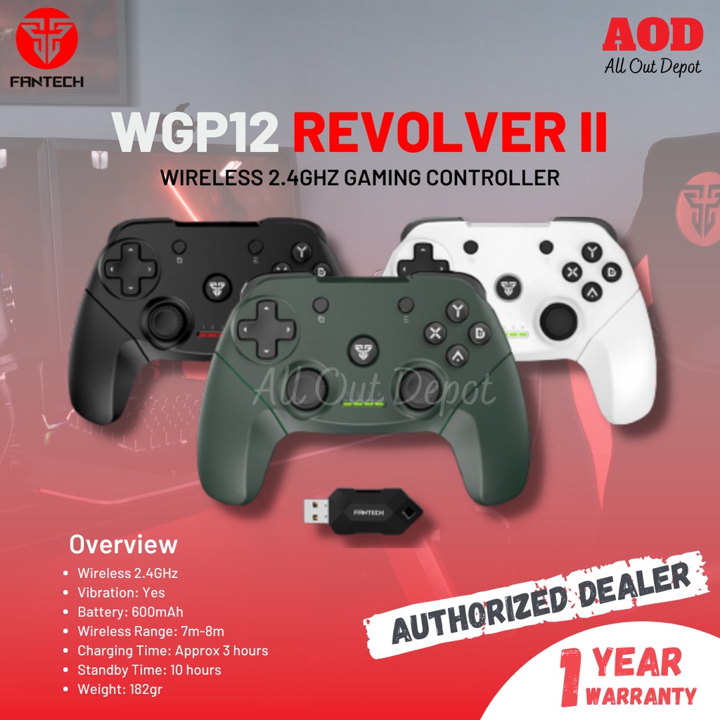 Fantech GP12 WGP12 REVOLVER Wireless Wired 2.4GHz Gaming Controller PC ...