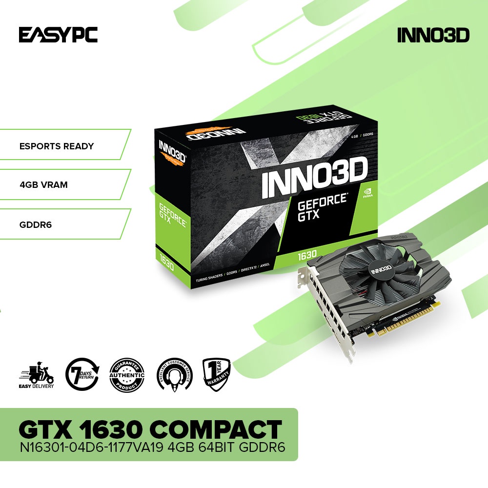 EasyPC | Inno3D GTX1630 compact N16301-04D6-1177VA19 4GB 64bit GDDR6 G ...