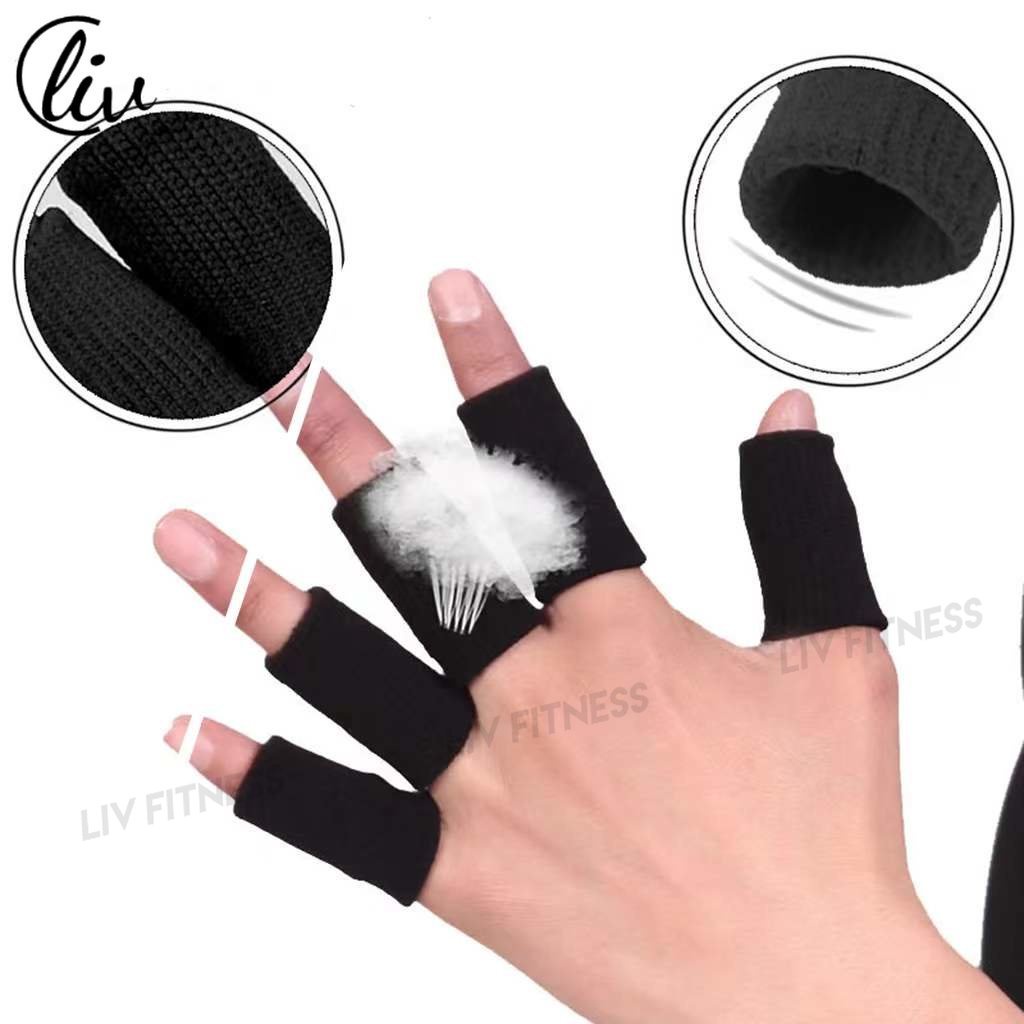 10 PCs Elastic Finger Sleeves Sport Support Brace Thumb Protector For ...