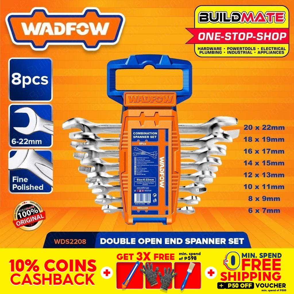 WADFOW 8pcs Double Open End Spanner Set 6-22mm Wrench Set Cr-V Wrench ...