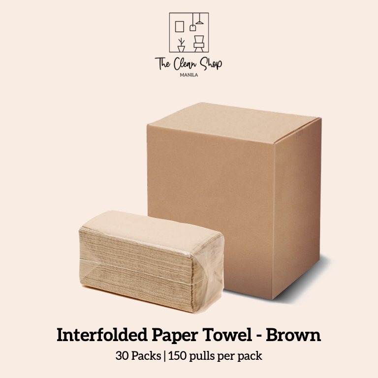 The Clean Shop Manila Interfolded Paper Towel [1 Box - 30 Packs] [Brown ...