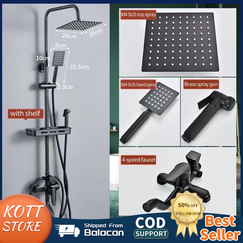 Shower set 304 stainless steel bathroom shower 4 in1 round/square rain ...