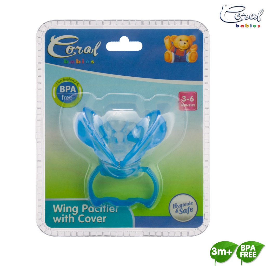 Coral Babies Wing Round / Cherry Pure Silicone Pacifier with Cover and ...