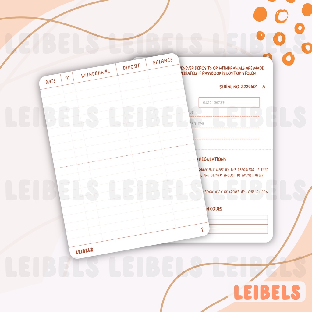 Personalized Savings Passbook Customized Passbook Custom Passbook