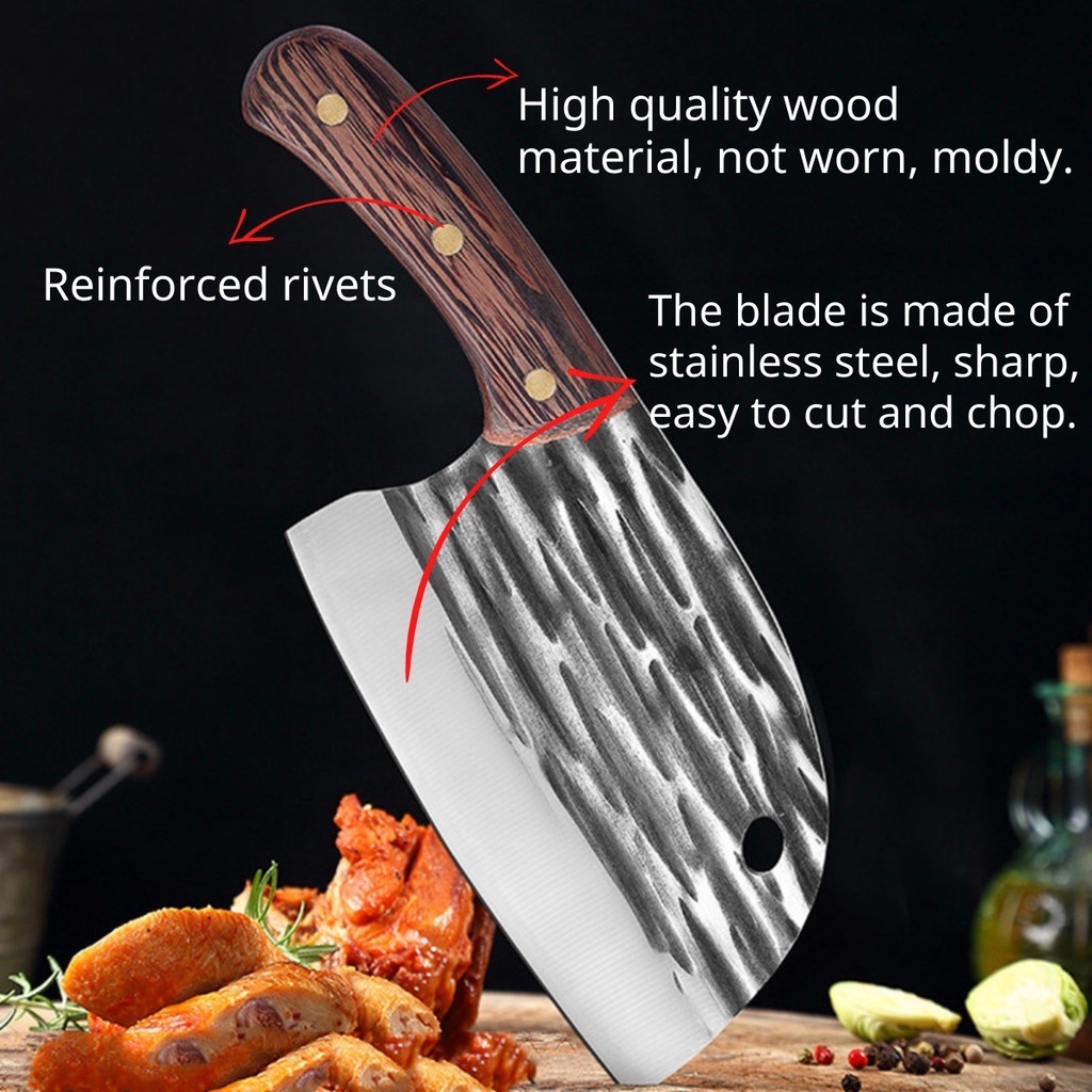 Traditional Handmade Forged Kitchen Knife Hammer Stainless Steel Chef's ...