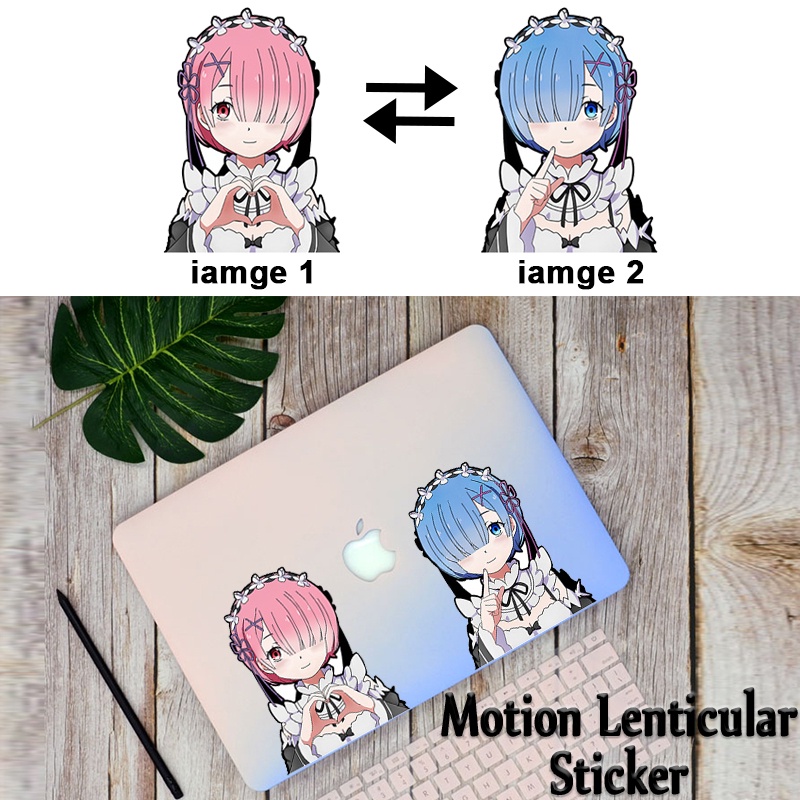 Anime Girl Rem and Ram Motion Sticker Re Zero Anime Waterproof Decals ...
