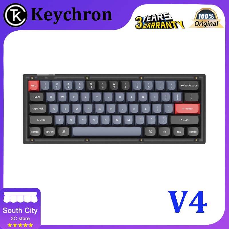 Keychron V4 Wired Custom Mechanical Keyboard, 60% Layout QMK/VIA ...
