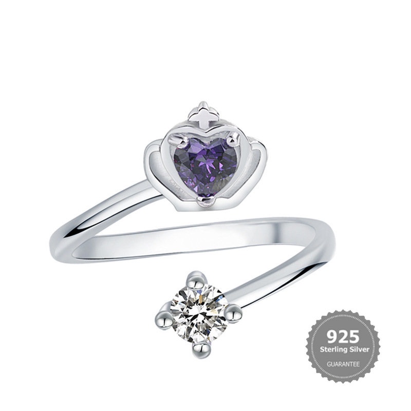 S925 Silver Fashion Purple AAA Zircon Crown Ring | Shopee Philippines