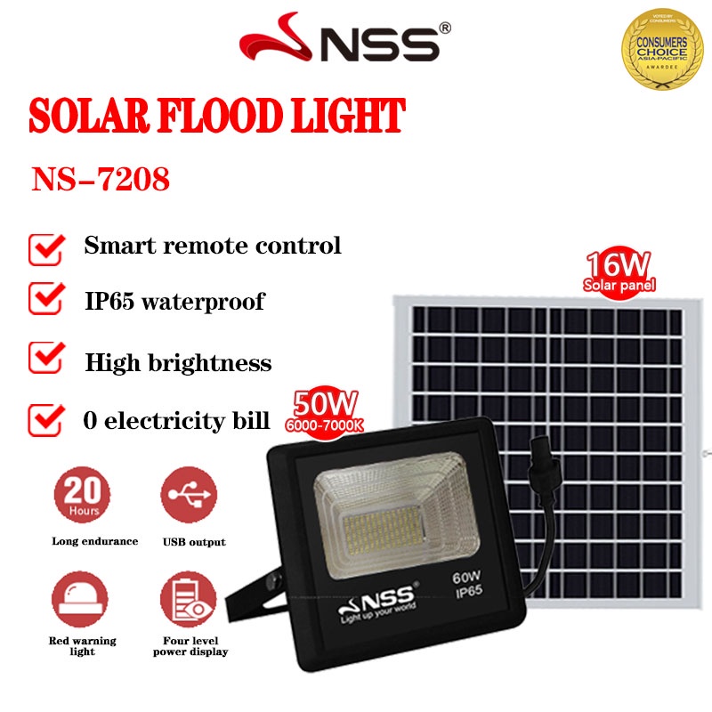 Nss outdoor LED flood light Solar Light panel with wireless remote ...