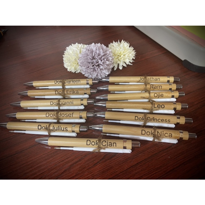 Personalize laser print wood ballpen click snap pen | Shopee Philippines