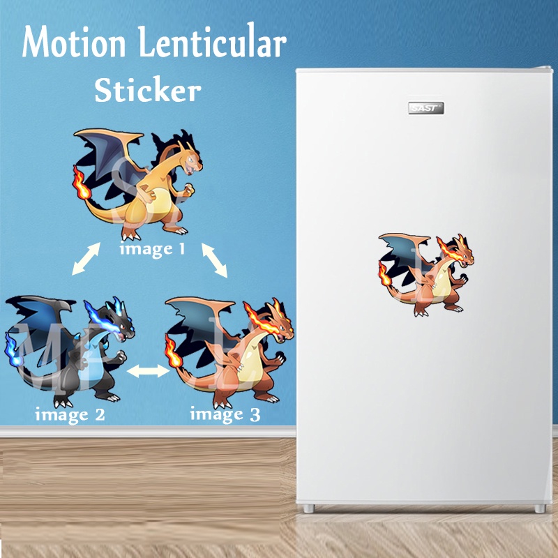 Pokemon X and Y Charizard Motion Sticker Anime Lenticular Refrigerator ...