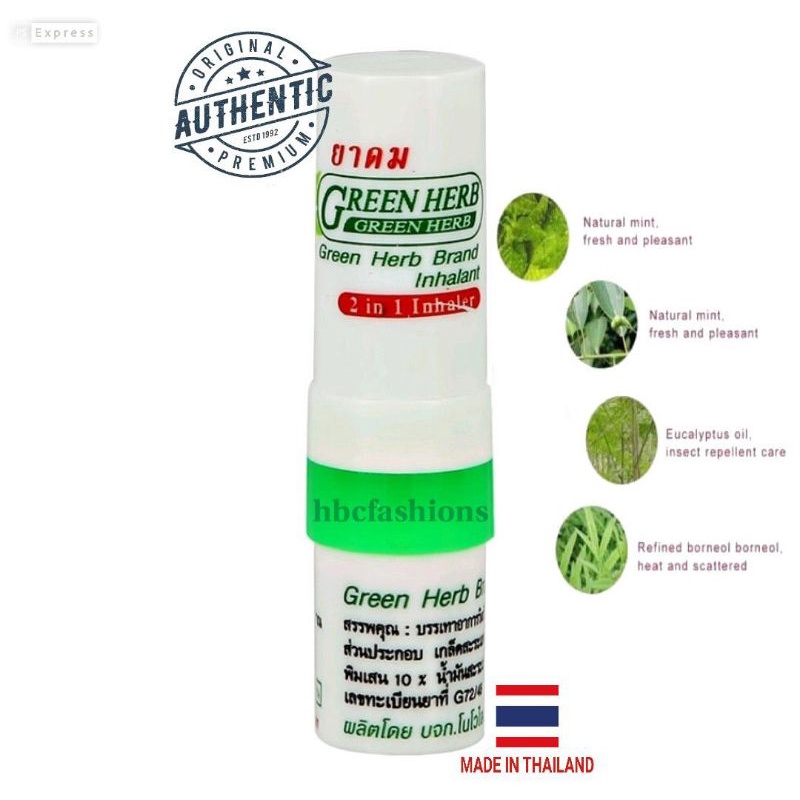 Authentic Green Herb Inhaler 2 in 1 (Thailand) | Shopee Philippines