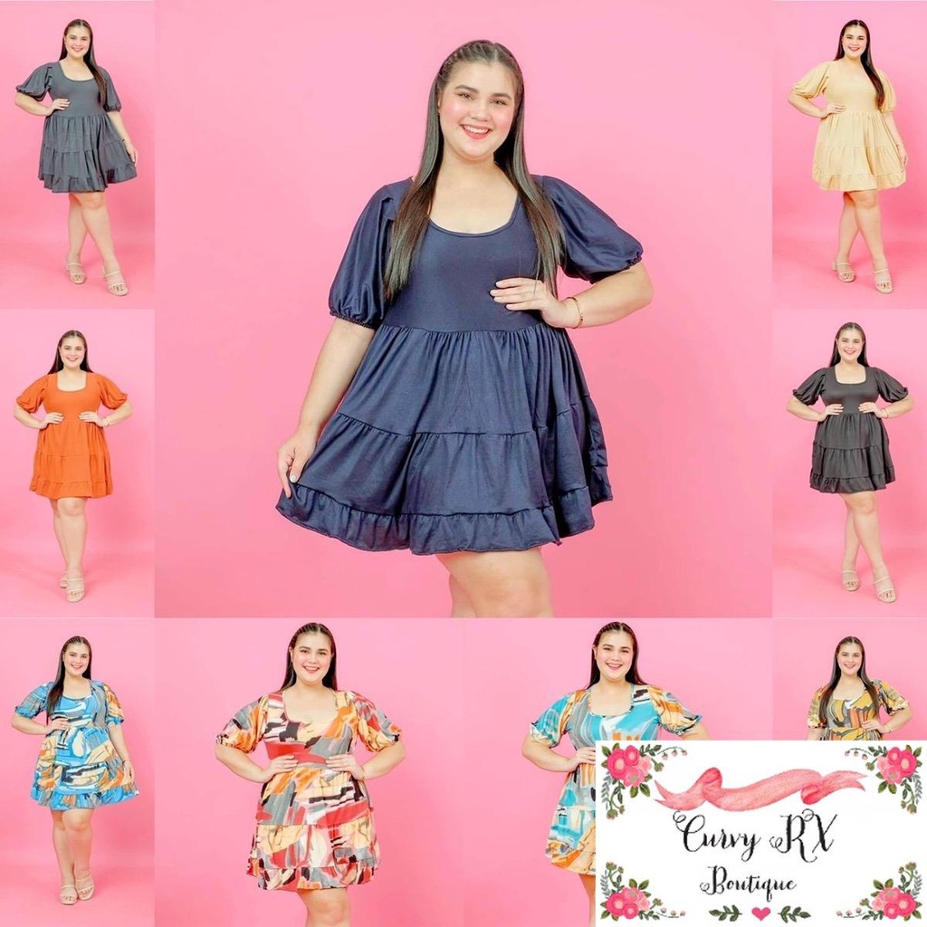 Plus Size Pia Squareneck Puff Dress | Shopee Philippines