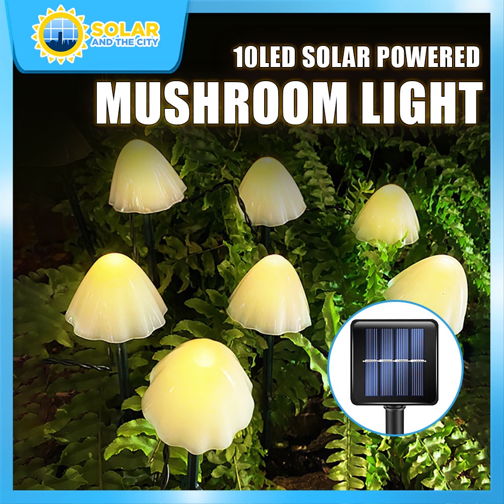 S&C 10 LED Solar Mushroom Light Solar Powered Garden Light Mini ...