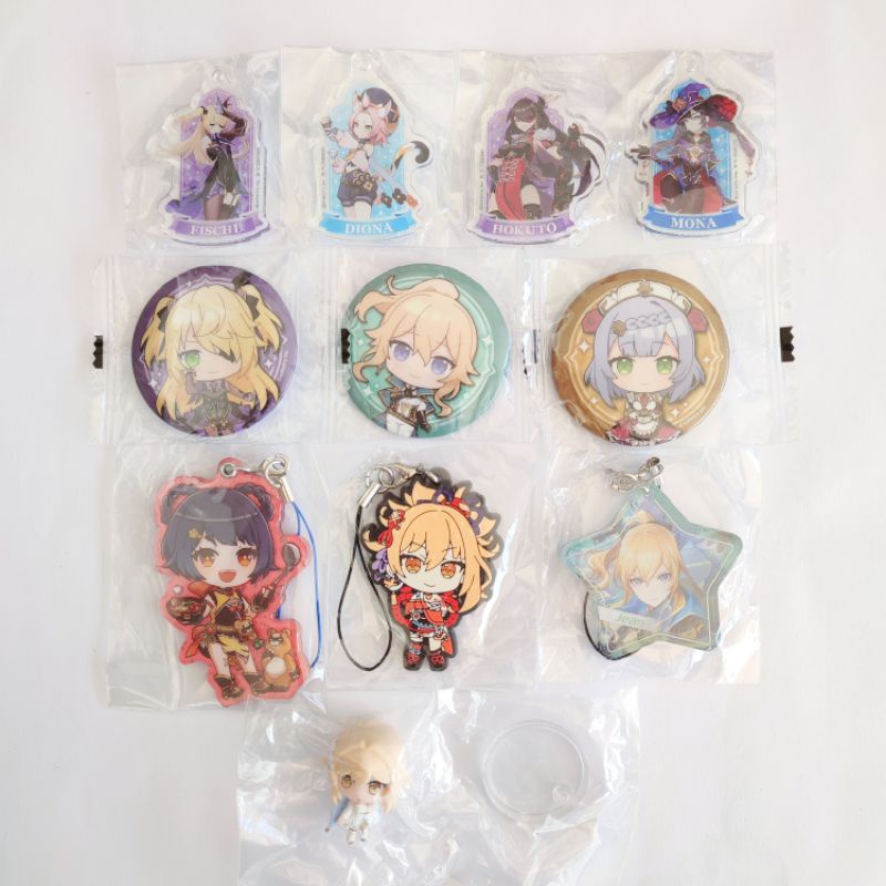 Genshin Impact -Yoimiya, Xiangling, Lumine Rubber Keychain, Can Badge ...