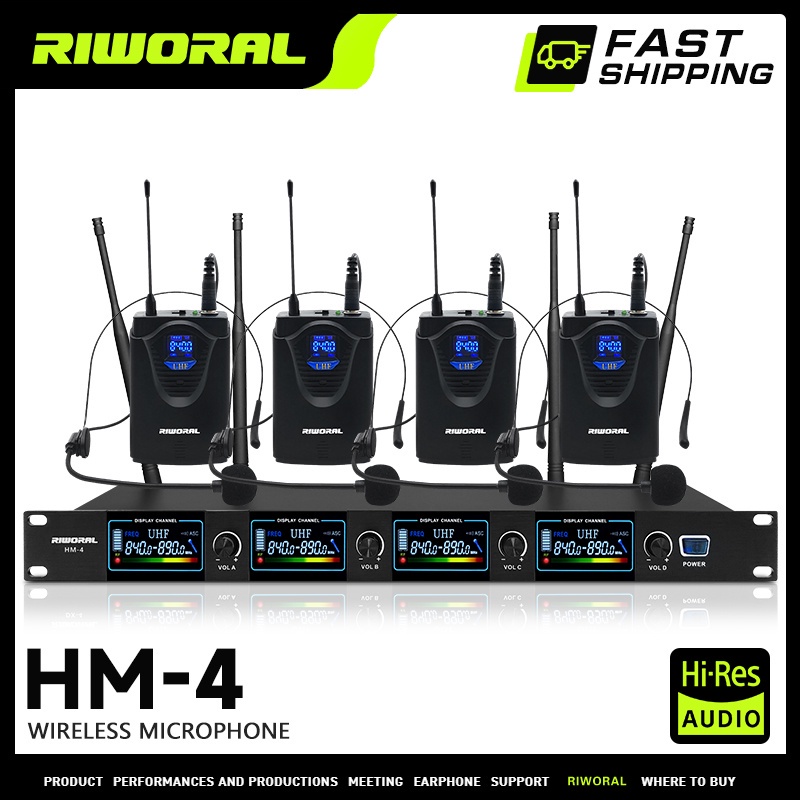 RIWORAL DX4 MT4 HM4 professonal UHF 4 channel wireless handheld ...