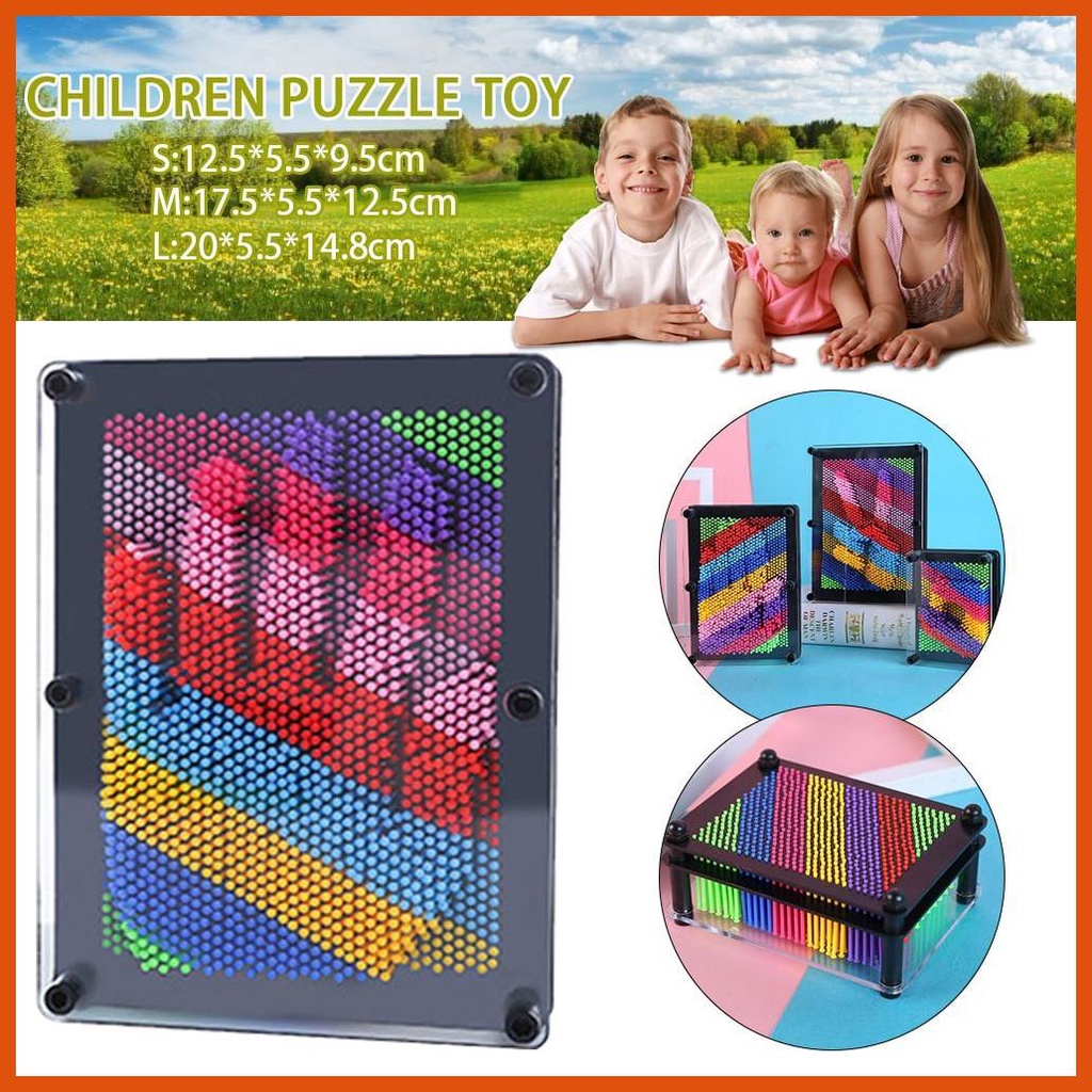 3D Pin Art Toy 3D Pin Art Board Rainbow Design Fun Face Impression Pin ...