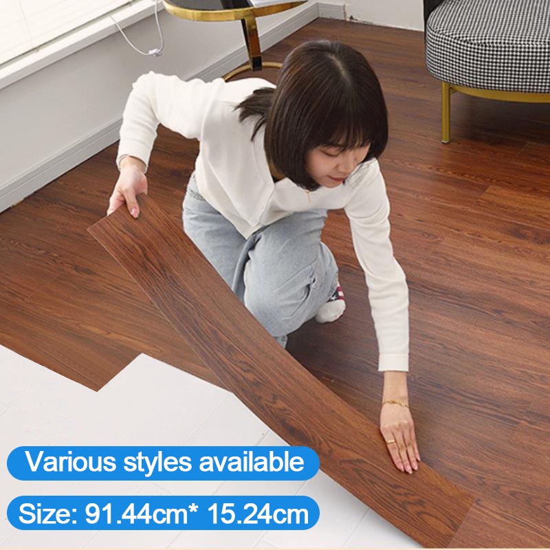 Floor Stickers 2mm thick 91X15cm Wooden Vinyl Self-adhesive PVC Vinyl ...