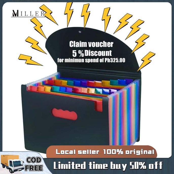 A4 & Long Size 25 pocket Accordion Expandable File Folder Organizer w ...