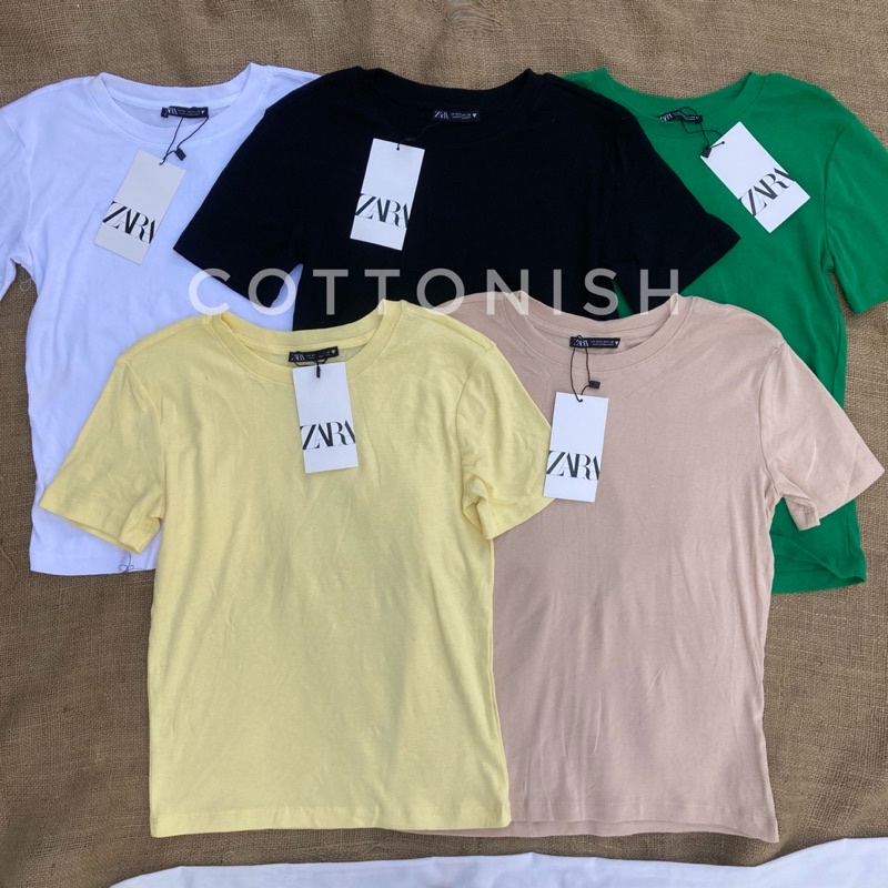 ZARA Plain Tee Shirt for Women S, M, L | Shopee Philippines