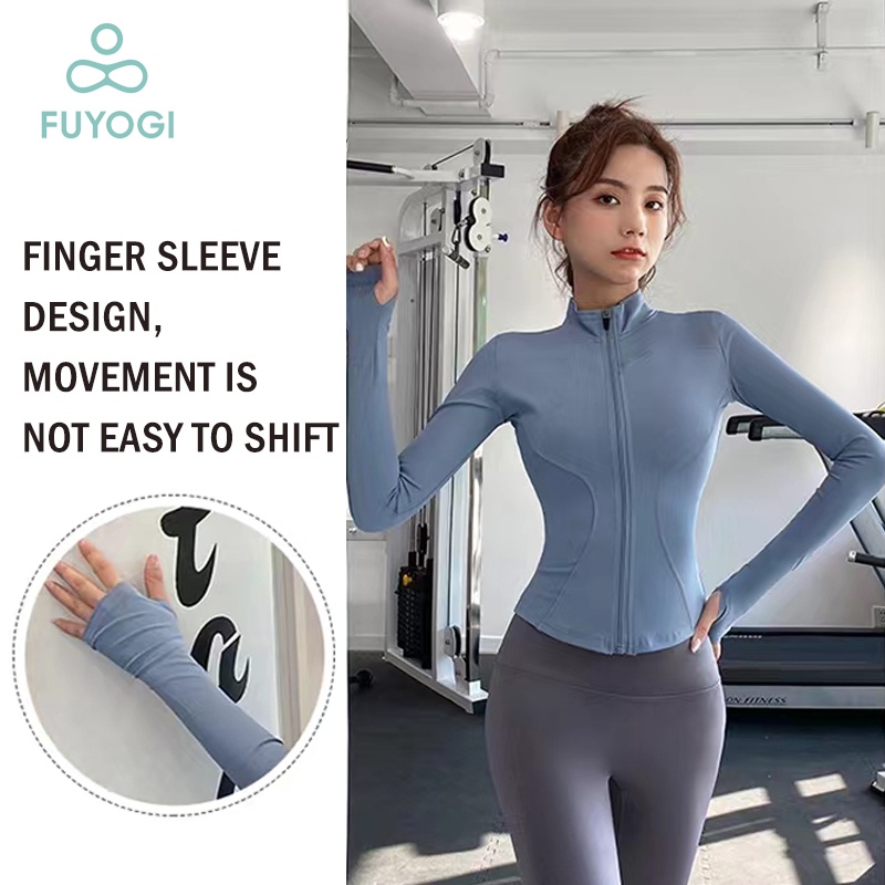 FUYOGI Sports Jacket Women Yoga Tops Zipper Long Sleeve Tight Fitness Running Clothes | Shopee ...