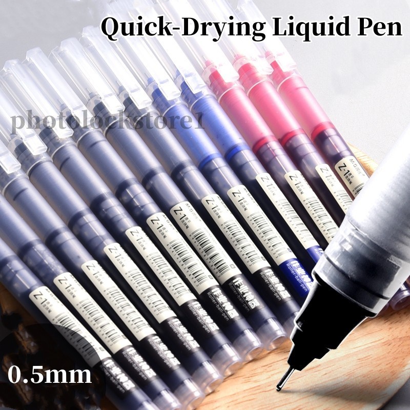 Straight Liquid Pen 0.5mm Gel Pen Quick-Drying Rollerball Neutral Pen ...