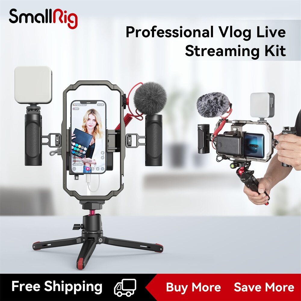SmallRig Professional Phone Video Rig Vlog Live Streaming Kit Vlogging Set Equipment Vlog ...